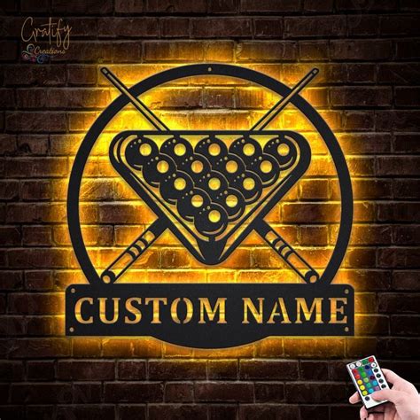 Custom Billiards Metal Sign Led Lights V2 Personalized Billiards Neon