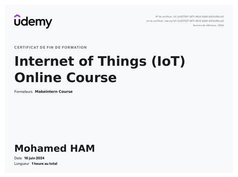 Mohamed Ham On Linkedin Udemy Iot Certification