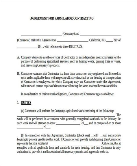 Contract Labor Agreement Template