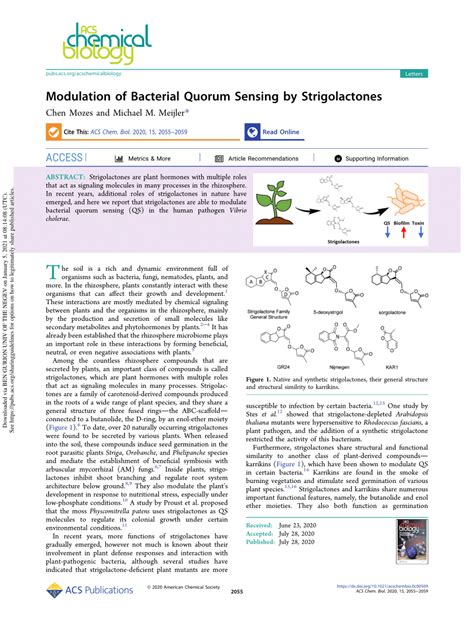 Pdf Modulation Of Bacterial Quorum Sensing By Strigolactones