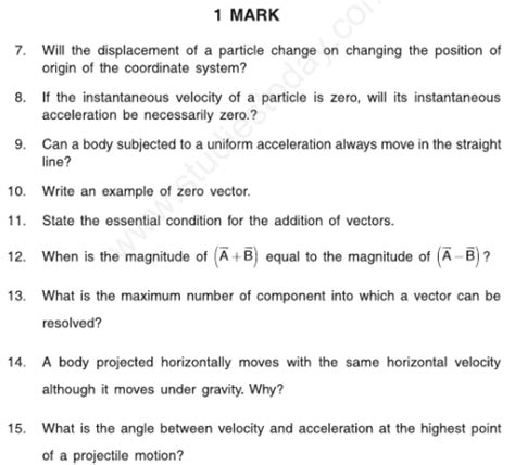 Physics Class 11 Assignments