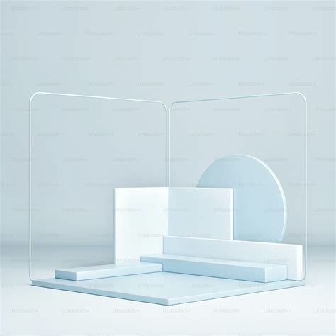 기하학적 형태 파란색 배경 3d 렌더링 3d 그림으로 연단 장면 모형 사진 Unsplash의 3 차원 이미지