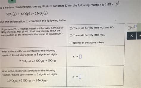 Solved T A Certain Temperature The Equilibrium Constant K
