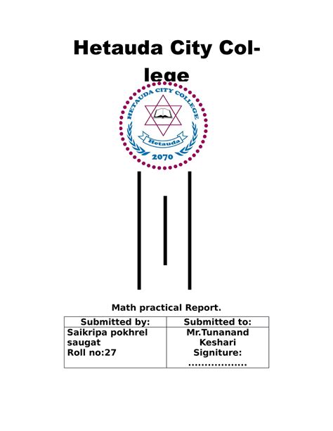 Math Minimum Maximum Math Practical Report Hetauda City Col Lege