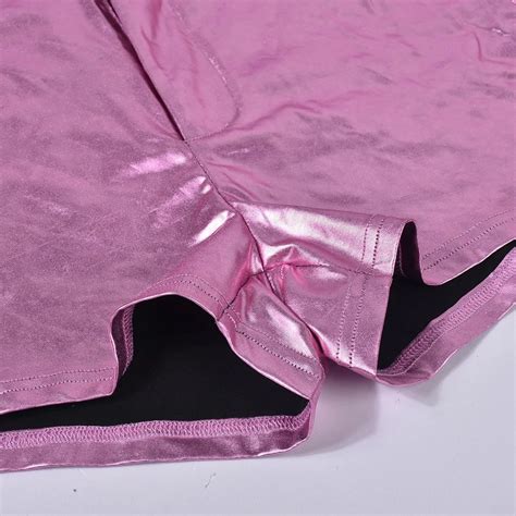 Booty Shorts For Hot Girls Metallic Shorts Women Faux High Waist Black