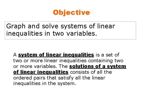 Objective Graph And Solve Systems Of Linear Inequalities