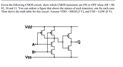 Solved Given The Following Cmos Circuit Show Which Cmos