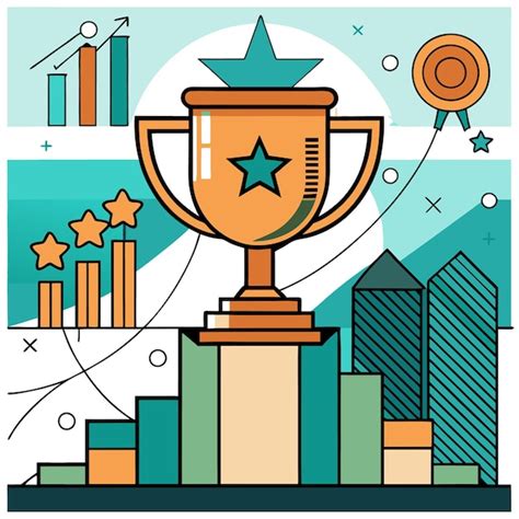 A Trophy Symbolizes Achievement With Graphs And Stars In The Background