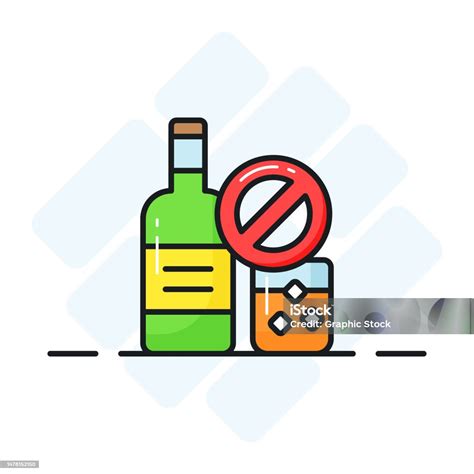 Prohibited Sign On Alcohol Showing Concept Icon Of No Alcohol Stock