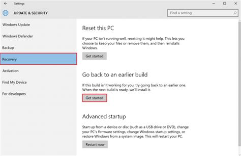 Windows How To Revert Back To The Previous Version Of Windows