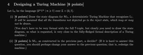 solved 4 designing a turing machine [8 points] let l4 be the