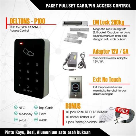 Promo Smart Door Lock Akses Door Access Control Card RFID 13 56Mhz EM Lock Multicolor No Touch