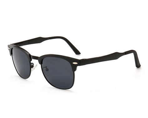 Sungait Classic Half Frame Retro Sunglasses With Polarized Lens Black