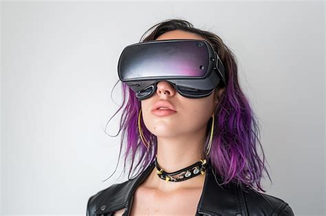 Woman Wearing Virtual Reality Headset Premium Ai Generated Image