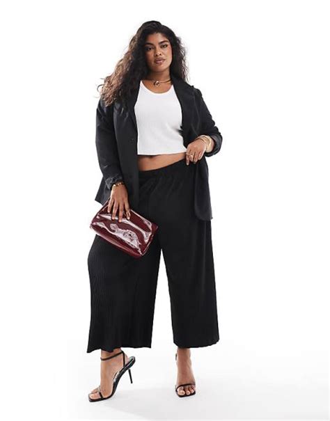Asos Design Curve Jupe Culotte Ample Et Plissée Noir Asos