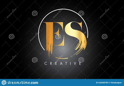 Golden ES Brush Stroke Letter Logo Design Black Paint Logo Leters Icon