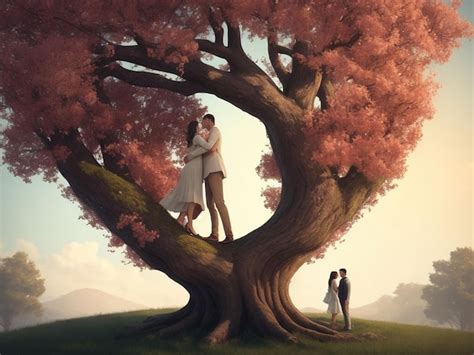 Premium Ai Image Valentines Day Tree Love Background