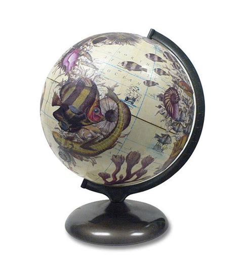 Vintage Globe Art Neptune Nautical World Globe Beach House Etsy