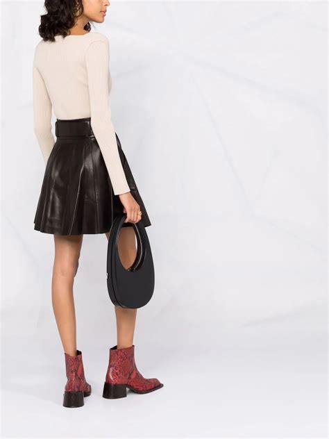 Drome Belted High Waisted Leather Skirt Farfetch