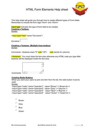 Html Form PDF