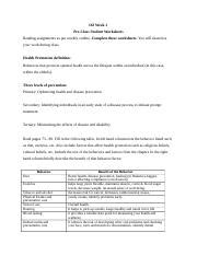 NUR 163 Week 1 Pre Class Assignments Docx 163 Week 1 Pre Class Babe Worksheets Reading