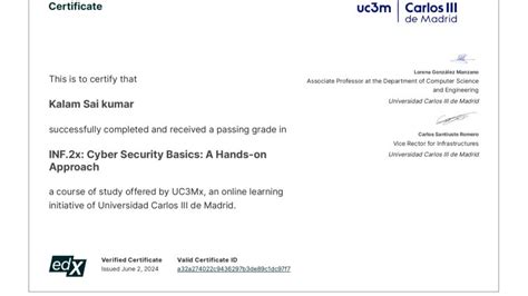 Sai Kumar Kalam On Linkedin Cybersecurity Learningjourney Edx