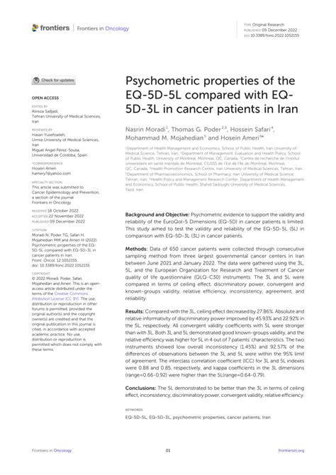 Pdf Psychometric Properties Of The Eq 5d 5l Compared With Eq 5d 3l In