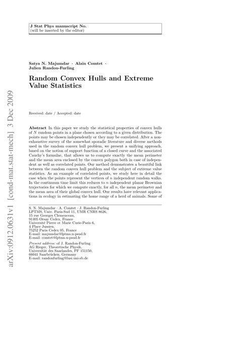 (PDF) Random Convex Hulls and Extreme Value Statistics