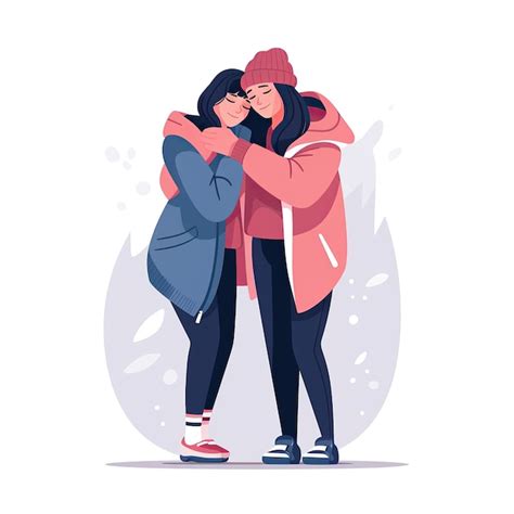 Premium Photo People Hugging Flat Illustration Vector