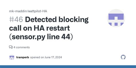 Detected Blocking Call On Ha Restart Sensor Py Line 44 · Issue 46 · Mk Maddin Wattpilot Ha
