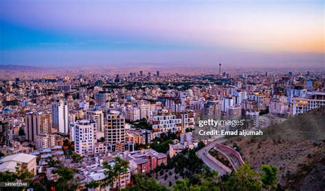 Aerial View Of Tehran Iran View Of Tehran From Tochal High Res Stock
