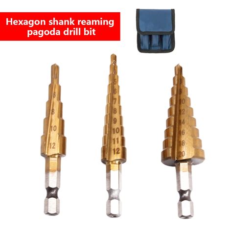3pcs HSS Steel Titanium Step Drill Bits 3 12mm 4 12mm 4 20mm Step Cone