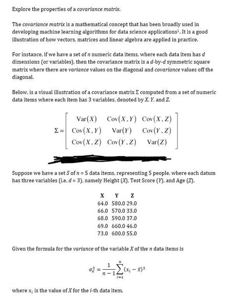 Solved Explore The Properties Of A Covariance Matrix The Chegg