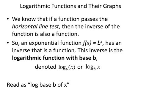 Solution Logarithmic Functions And Their Graphs Studypool