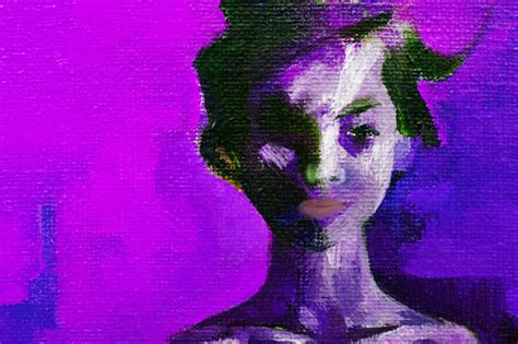 Ilustrasi Lukisan Cat Minyak Potret Timur Gadis Berambut Panjang Dengan