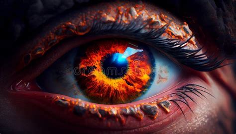 Close Up Lava Inside Red Eye Macro Stock Illustration Illustration Of