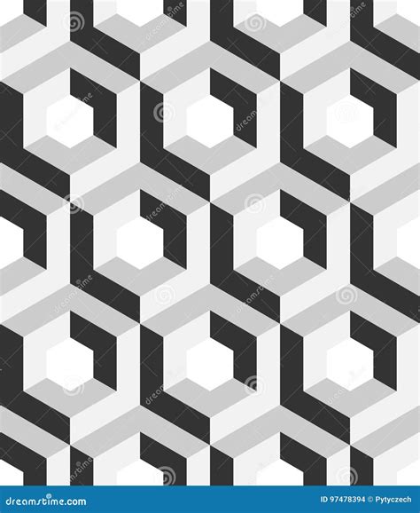 Abstract 3d Background Of Isometric Hexagonal Shapes Grey Vector Seamless Pattern Design Stock