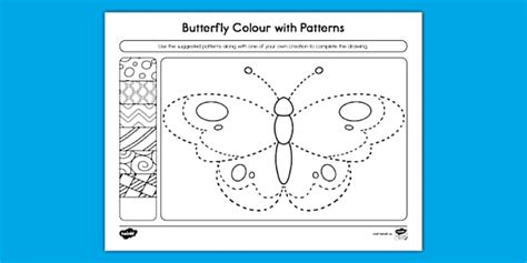 Butterfly Colour With Patterns Activity Twinkl