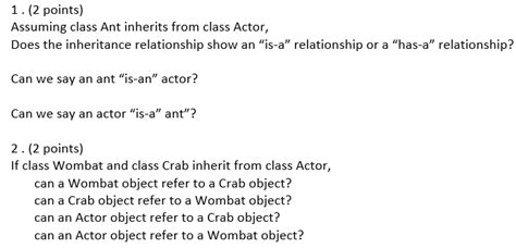 Solved 12 Points Assuming Class Ant Inherits From Class