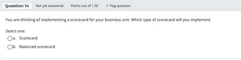 You Are Thinking Of Implementing A Scorecard For Your Chegg Com