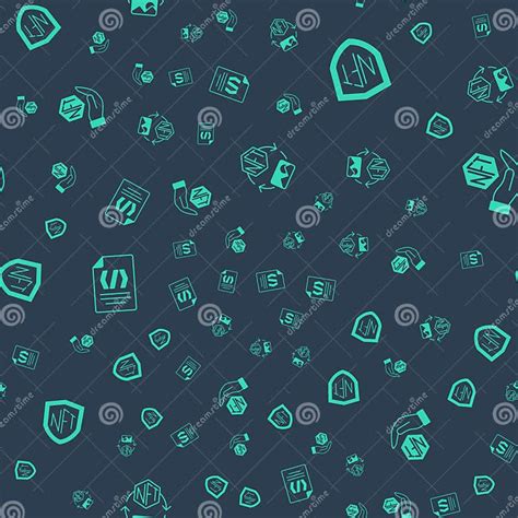 Set Nft Digital Crypto Art Shield Binary Code And On Seamless Pattern