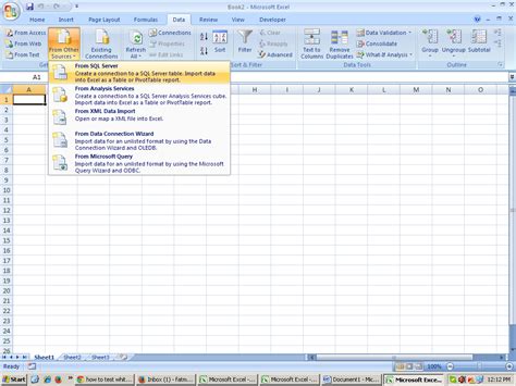 programming how to fetch data from sql server to excel 2007 without code