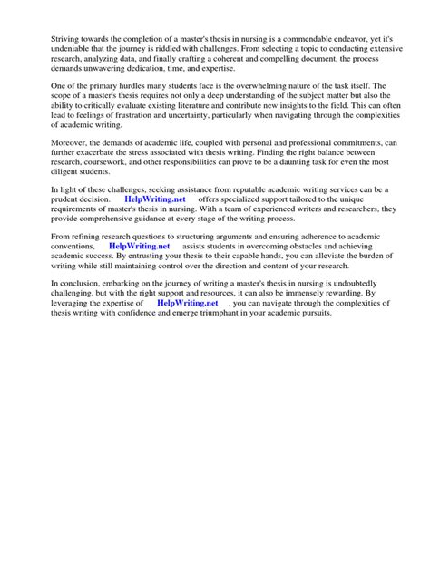 Sample Thesis For Masters In Nursing Pdf Thesis Nursing