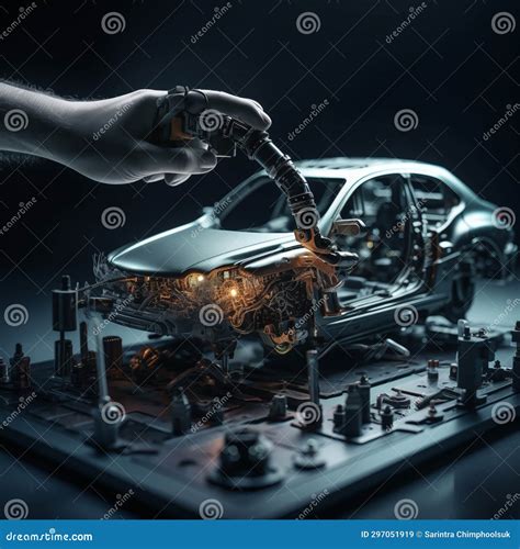Car Factory Digitalization Industry 40 Concept Automated Robot Arm Assembly Line Manufacturing