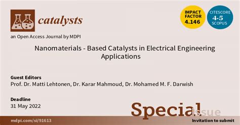 Catalysts Special Issue Nanomaterials Based Catalysts In Electrical Engineering Applications