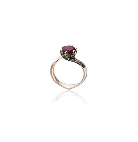Tomasz Donociks Ruby Lily Pad Ring