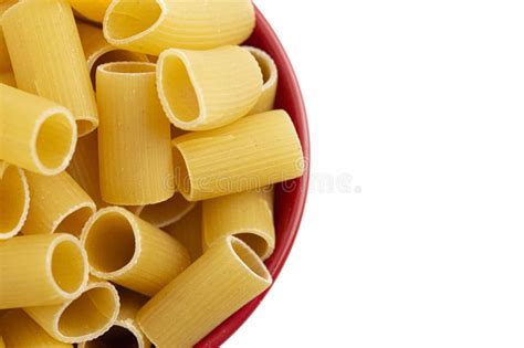 Air Dry Rigatoni Pasta Isolated On A White Background Stock Image