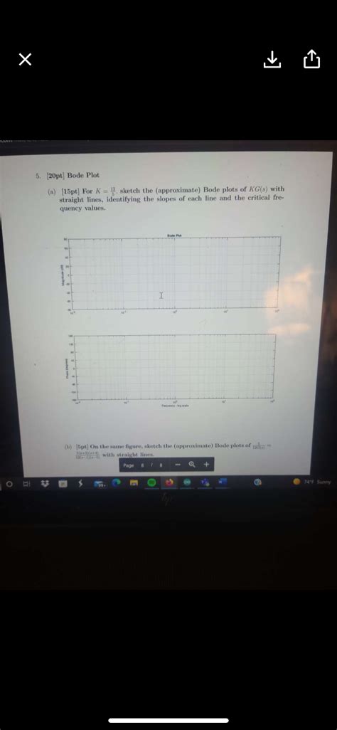 solved x 5 20pt] bode plot a [15pt for k 1 sketch the