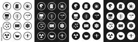 Set Bacteria Solar System Computer Monitor With Keyboard And Mouse Pie Chart Infographic