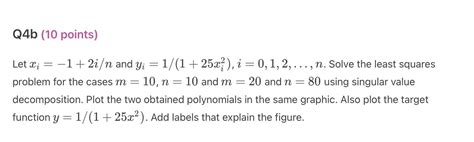 Solved We wish to fit the polynomial defined by aˉRm as Chegg com